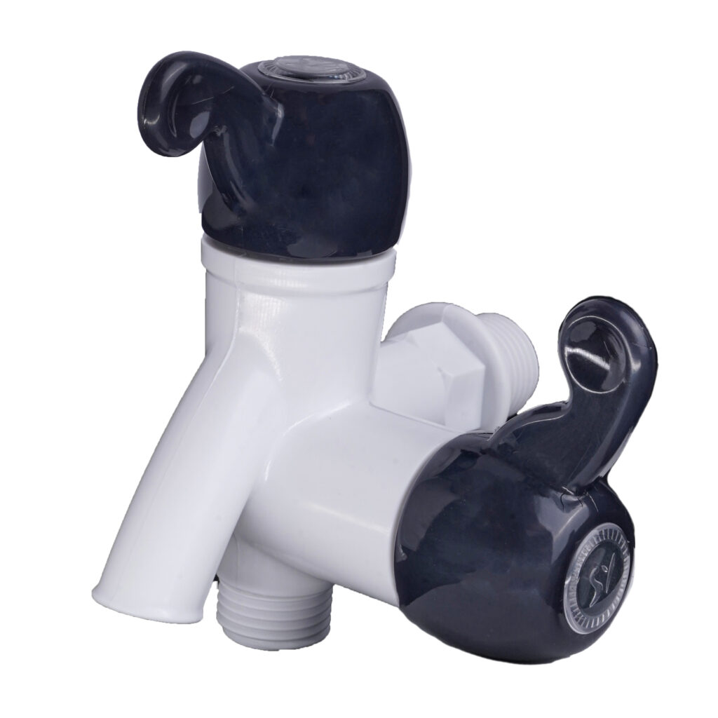 0308 TWO WAY WHITE BIB TAP WITH PURPLE CLEAR LEVER HEAD - Sin Yang Plastic